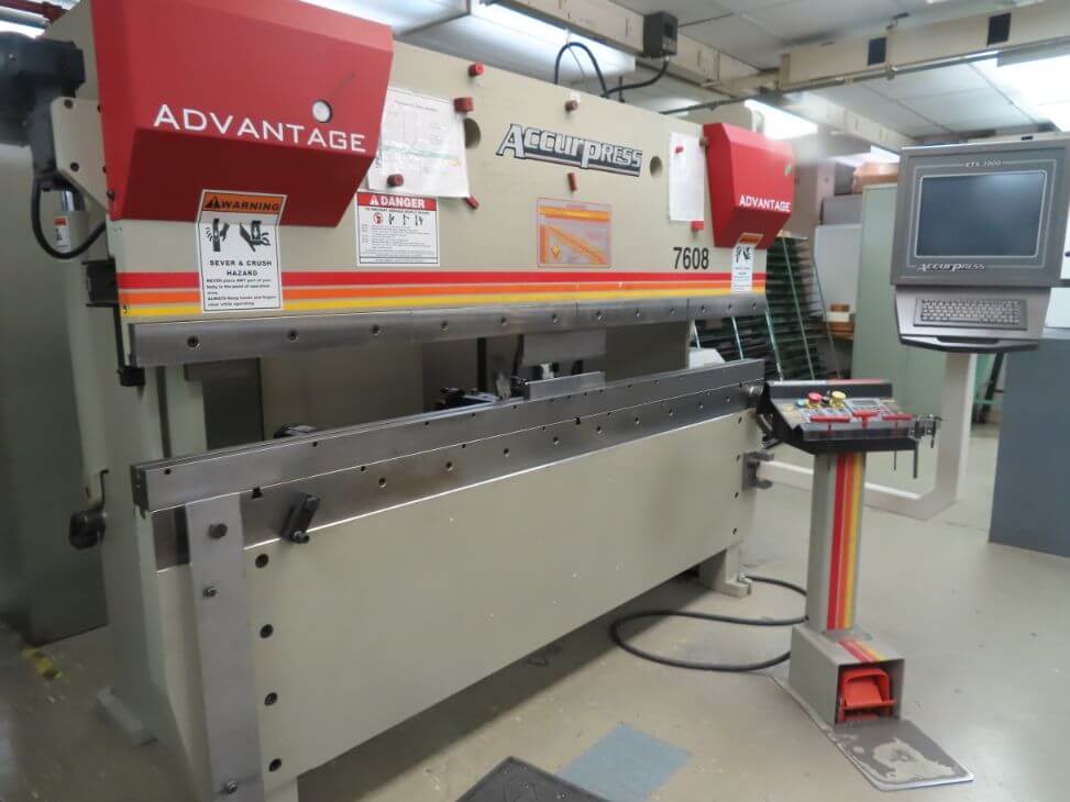 60 Ton x 8ft Accurpress 7608 CNC Press Brake, Stock 1340